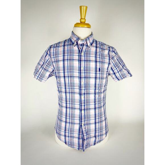 Ralph Lauren | Shirts | Ralph Lauren Mens Button Down Slim Fit Seersucker Shirt Madras Check Sz ...